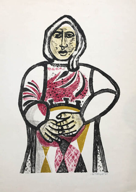 Woman with a Drum by Robert MacBryde (Printmaker) | The Scottish Gallery