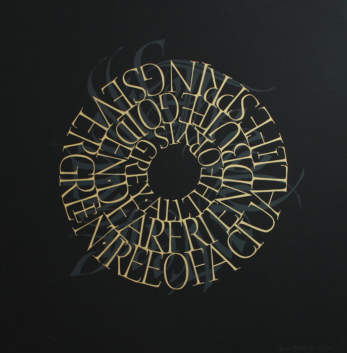 Roundel: 'The Golden Tree of Actual Life Springs Evergreen' - Black ...