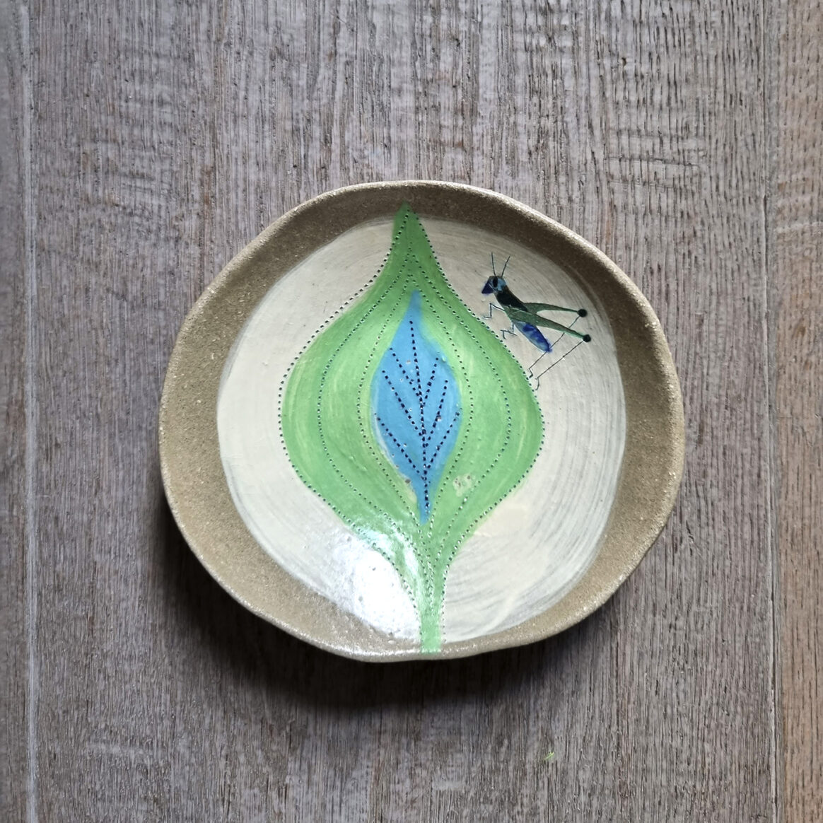 Grasshopper Plate by Jill Fanshawe Kato | The Scottish Gallery