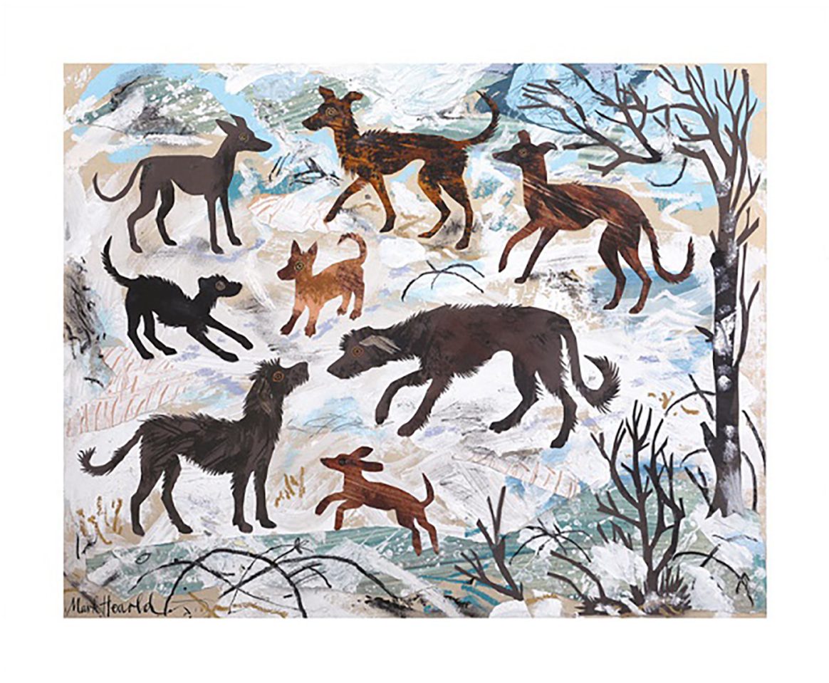 Mark Hearld | Hounds in the Snow by Mark Hearld | The Scottish Gallery
