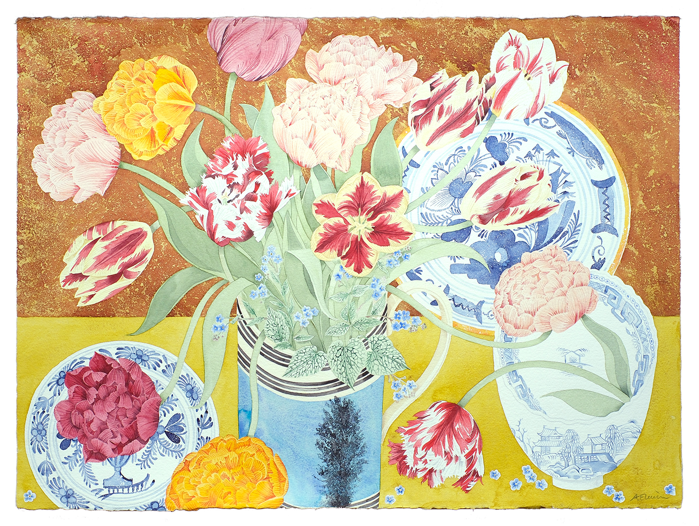 Tulips and Blue China - The Scottish Gallery