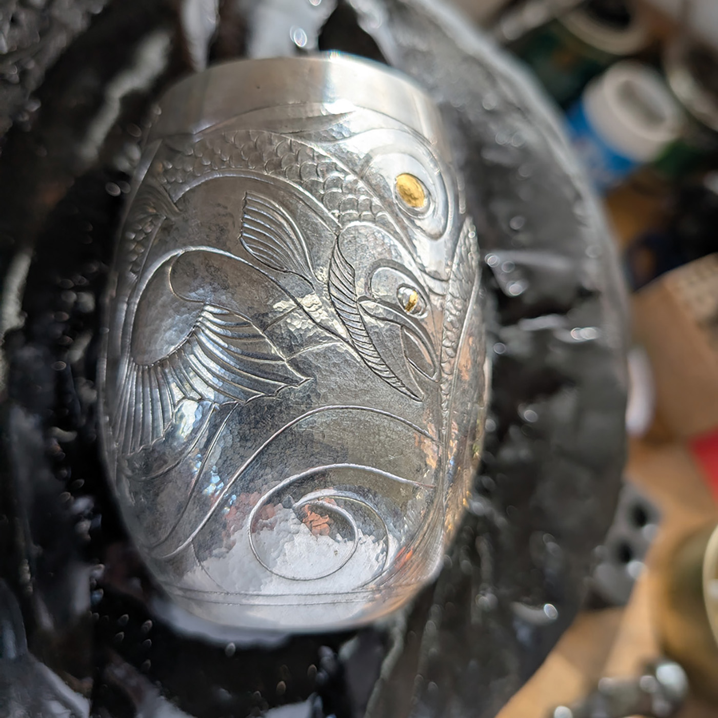 Fishy Beaker in progress by Rod Kelly | The Scottish Gallery