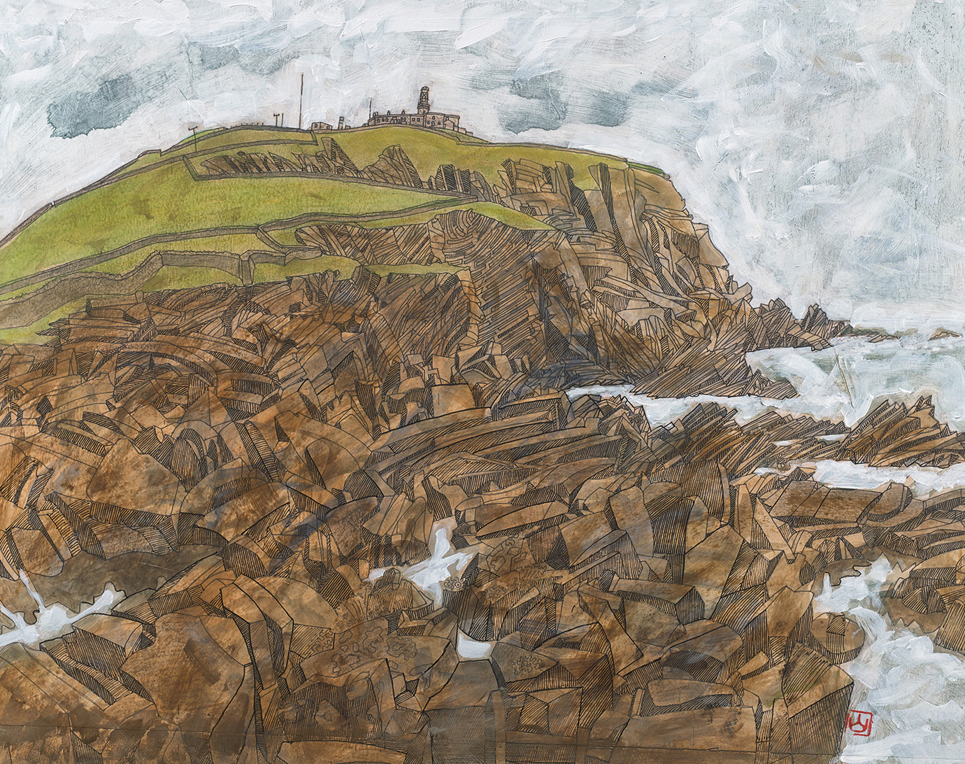 Back of Sumburgh Head, Shetland by Ron Sandford | The Scottish Gallery