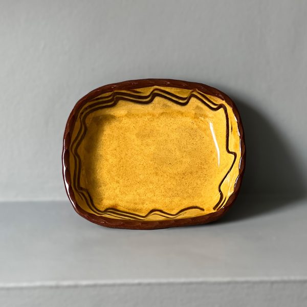 Rectangular Dish (yellow/brown) by Clive Bowen | The Scottish Gallery