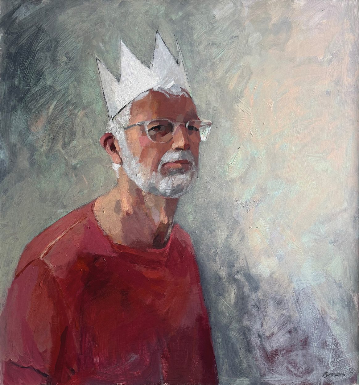 Self Portrait at 80 Wearing a Party Hat by John Brown | The Scottish ...